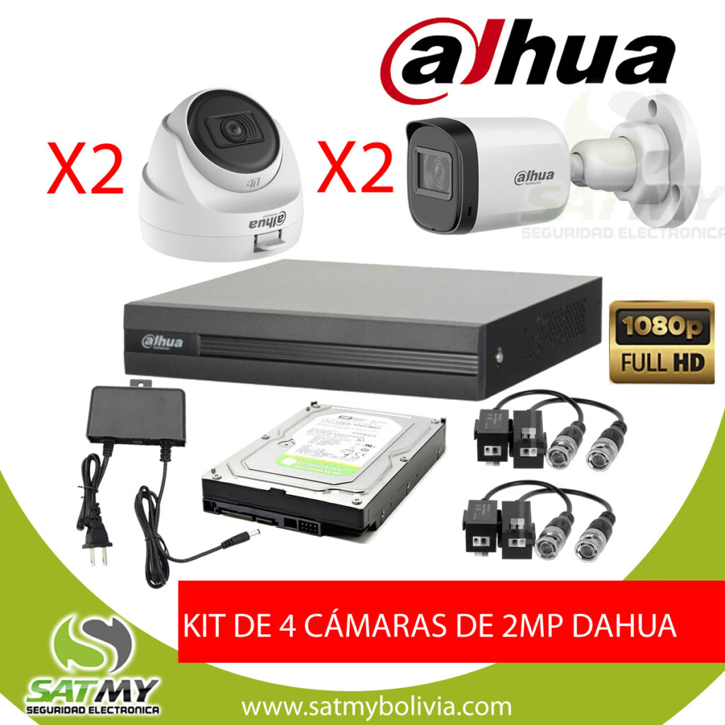 KIT DE 4 CÁMARAS 2MP DAHUA